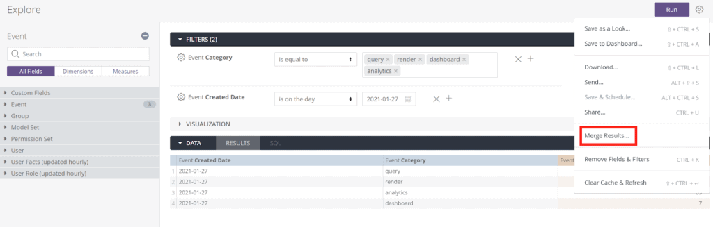 How to merge two Explores in Looker? - Datameer